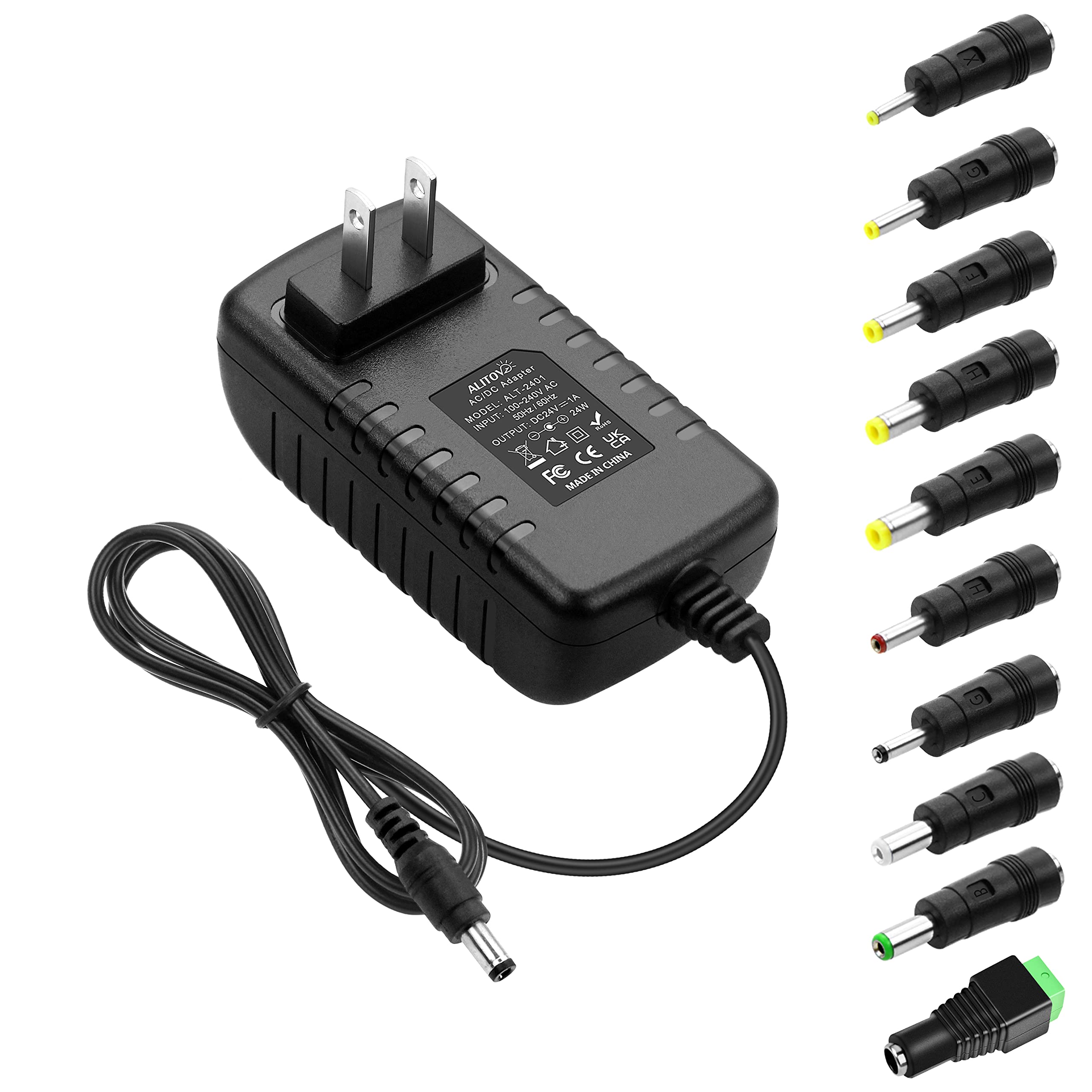 ALITOVE 24V 1A Power Supply Adapter DC 24 Volt 24W 1000mA 800mA 650mA 500A Power Converter Transformer with 5.5x2.5 5.5x2.1 5.5x3.0 5.5x1.7 4.8x1.7 4.0x1.7 3.5x1.35 3.0x1.1 2.5x0.7 6.3x3.0 10 Tips