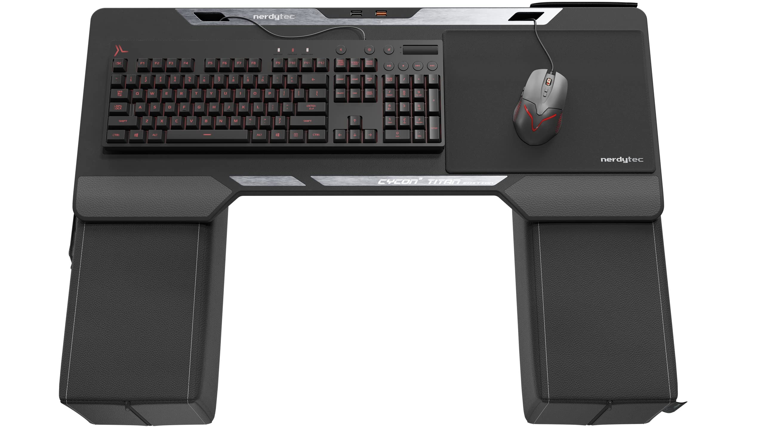 Couchmaster CYCON² Titan Edition, Couch Gaming Desk for Mouse & Keyboard (for PC, PS4/5, Xbox One/Series X), Ergonomic lapdesk for Couch & Bed, Nappa Leather, Real Titanium (Renewed)