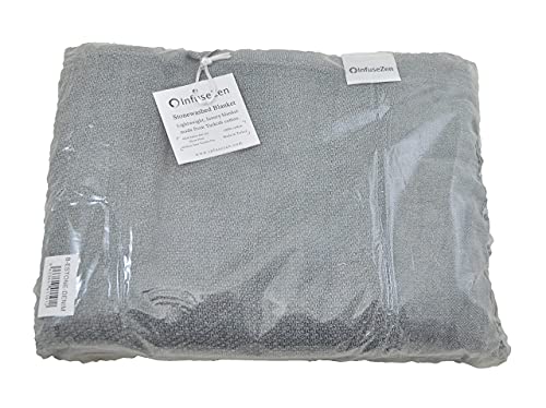 Stonewashed Turkish Throw Blanket in Denim Grey Blue, Soft, Cozy and Lightweight, Perfect for Use as a Love Seat or Sofa Throw, Partical Bed Cover, Beach Blanket or Yoga Blanket