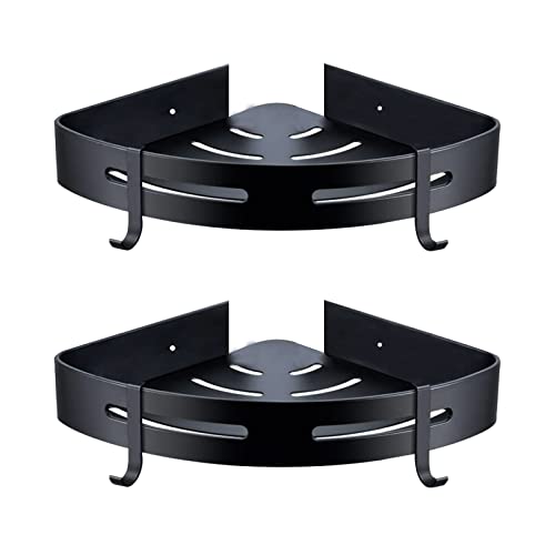 Bath Corner Shower Shelves Caddy, Bathroom Shelf Wall Mounted, Bathroom Shower Caddy Organizer for Kitchen Toilet 2 Pack (Black)