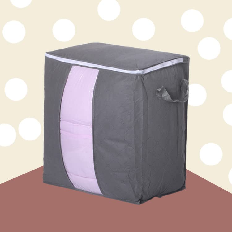 GUAGLL Quilt Storage Bag Non-Woven Foldable Window Handle Storage Bag for Clothes Quilt Toys
