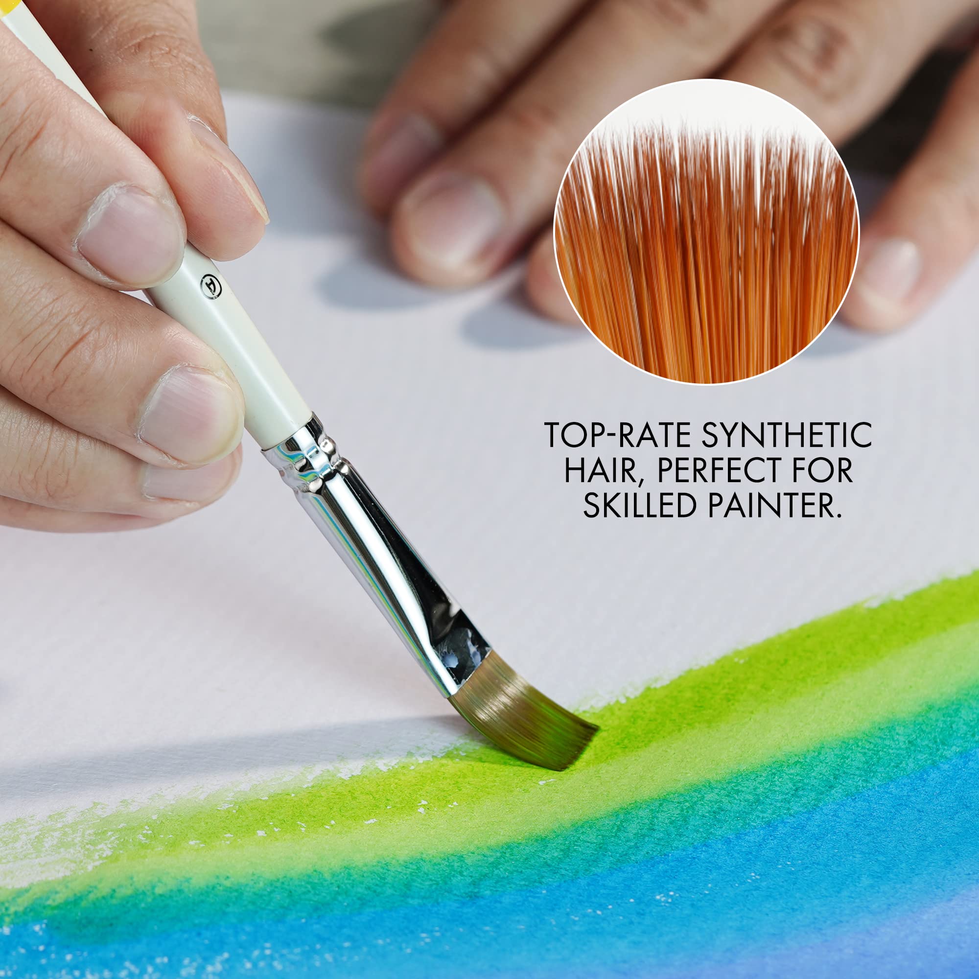 ARTIFY Sunflower 15 Pieces Paint Brush Set, Expert Series, Enhanced Synthetic Brush Set with Canvas Roll and Special Bookmarks for Acrylic, Oil, Watercolor and Gouache - Yellow
