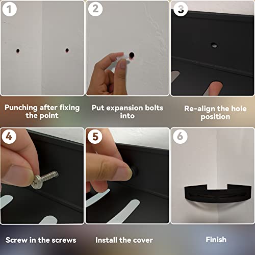 Bath Corner Shower Shelves Caddy, Bathroom Shelf Wall Mounted, Bathroom Shower Caddy Organizer for Kitchen Toilet 2 Pack (Black)