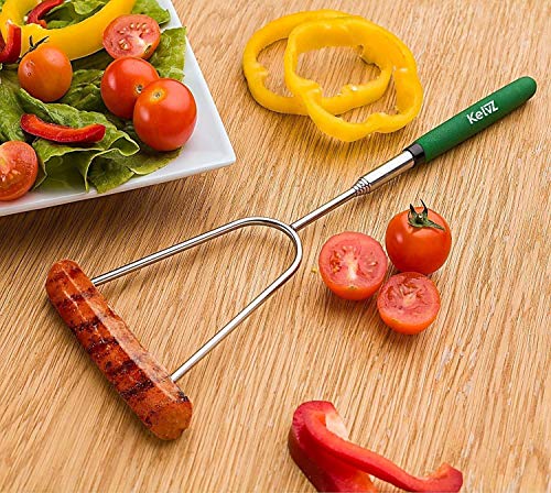 KelvZ Set of 4 Telescoping Marshmallow Roasting Sticks with Bag & Smore Recipes Ebook - 34" Smores Skewers for Fire Pit - City Bonfire Marshmellow Sticks Camping Equipment - Hot Dog Fork for Campfire