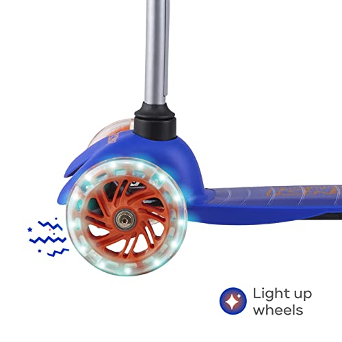 Ignight Blue/Orange 3 Wheel Scooter for Boys and Girls Ages 3+, Max Weight 75lbs, Foot-Activated Brake - Durable, Comfortable, & Easy to Ride