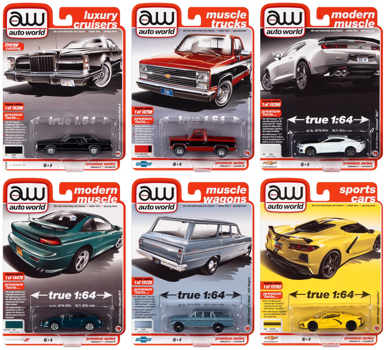 Auto World Premium 2021 Release 4 Set B (6-Car Sealed Case) 1:64 Diecast