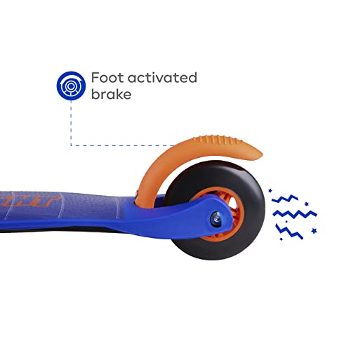 Ignight Blue/Orange 3 Wheel Scooter for Boys and Girls Ages 3+, Max Weight 75lbs, Foot-Activated Brake - Durable, Comfortable, & Easy to Ride