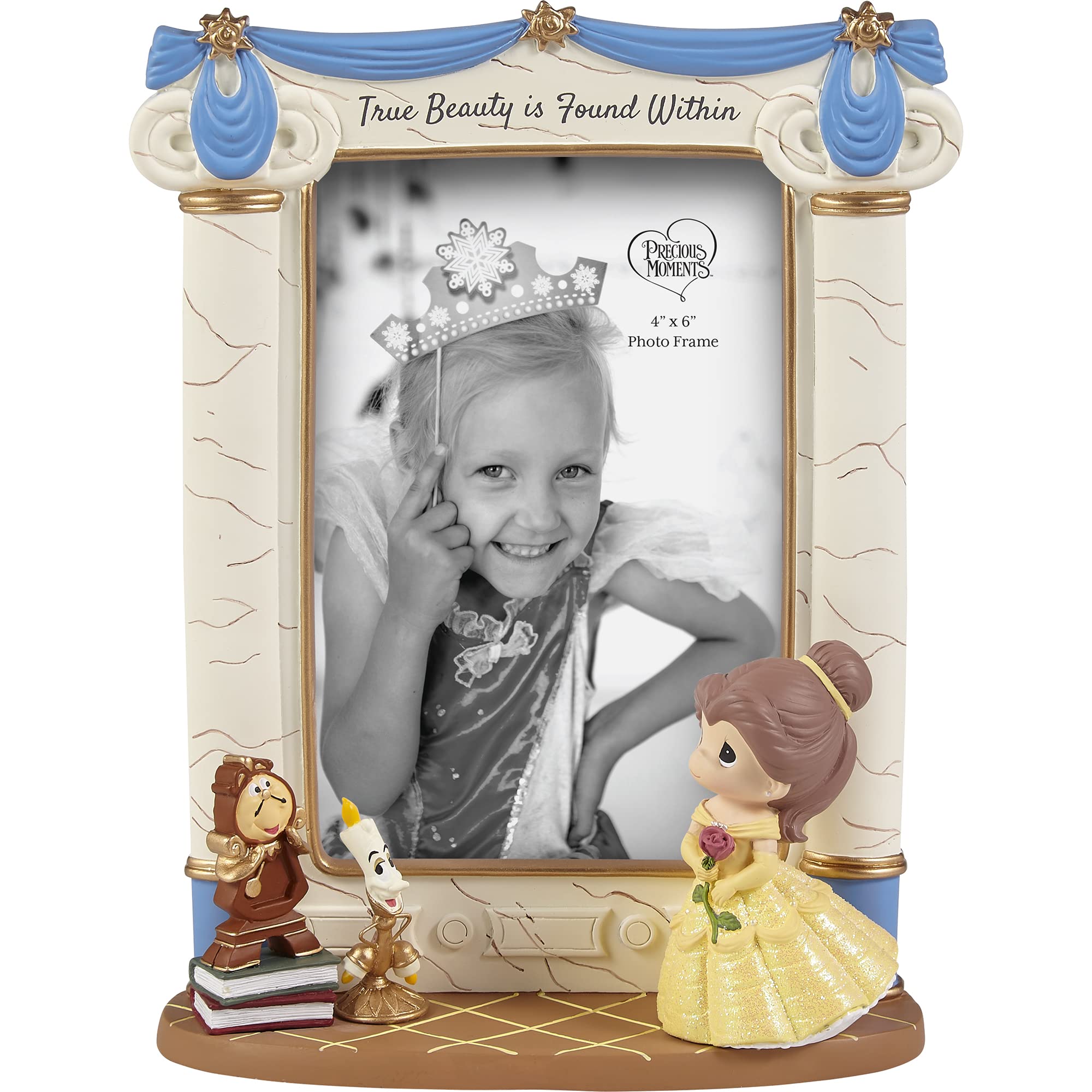 Precious Moments 213407 Disney Belle True Beauty is Found Within Resin/Glass Photo Frame