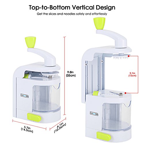 Spiralizer Vegetable Slicer (4-in-1 Rotating Blades) Heavy Duty Veggie Spiralizer with Strong Suction Cup, Zucchini Spiral Noodle/Zoodle/Spaghetti/Pasta Maker ( Recipe Book and Cleaning Brush)