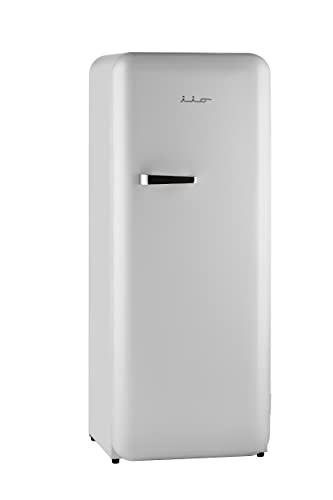 iio 24" 10 Cu Ft Top Freezer Retro Refrigerator, Small, with Mini Ice Cube Tray, 4 Glass Shelves, LED, 1 Crisper, Fridge for Bedroom, Dorm RV Office Beverage, Quiet Compressor, Freestanding (White)