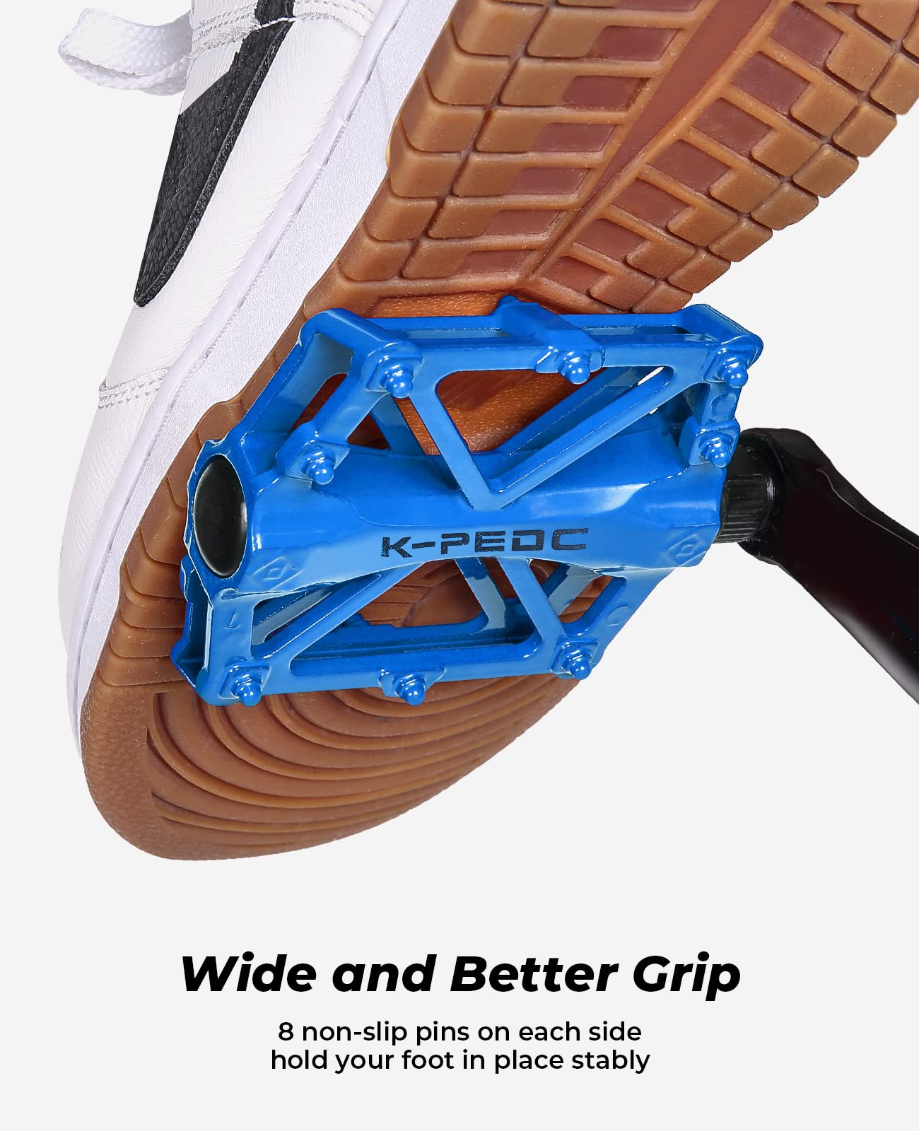 KEMIMOTO Mountain Bike Pedals MTB Bicycle Flat Pedals, 9/16'' CNC Aluminum Durable Sealed Bearings for Most Bikes BMX MTB Enduro Downhill Trail (Two Pack) (Blue)