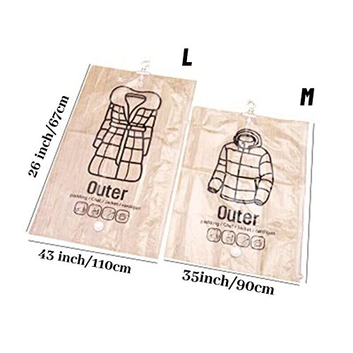 Kudias Vacuum Storage Bags, Hanging Vacuum Storage Bags, Space Saver Vacuum Storage Bags, Large Vacuum Storage Bags for Clothes (5pcs L)