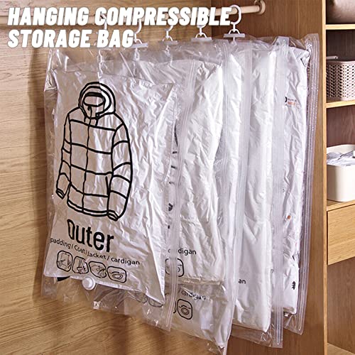 Kudias Vacuum Storage Bags, Hanging Vacuum Storage Bags, Space Saver Vacuum Storage Bags, Large Vacuum Storage Bags for Clothes (5pcs L)