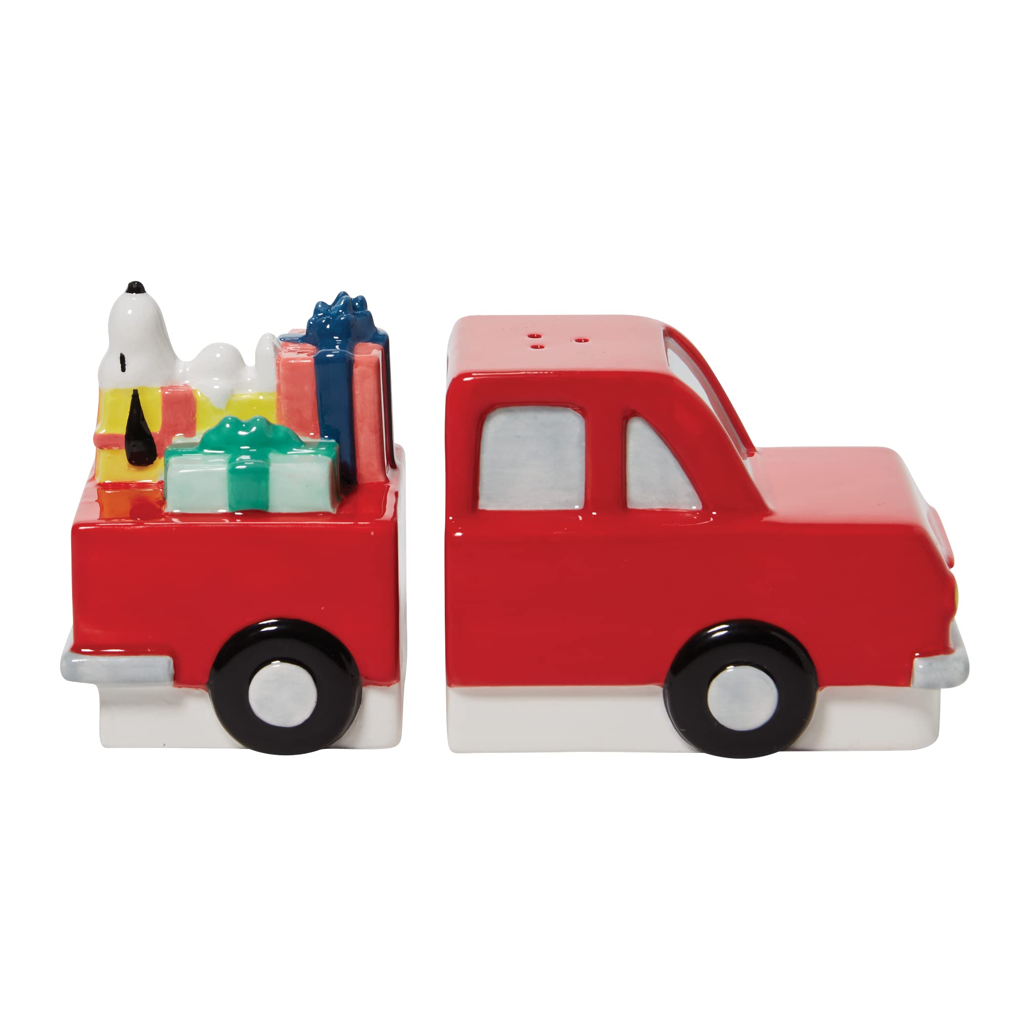 Enesco Peanuts Ceramics Snoopy on Truck Salt and Pepper Spice Shaker Set, 3.54 Inch, Multicolor