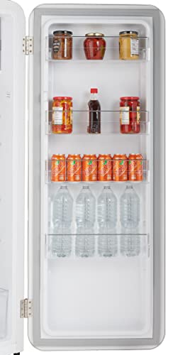 iio 24" 10 Cu Ft Top Freezer Retro Refrigerator, Small, with Mini Ice Cube Tray, 4 Glass Shelves, LED, 1 Crisper, Fridge for Bedroom, Dorm RV Office Beverage, Quiet Compressor, Freestanding (White)