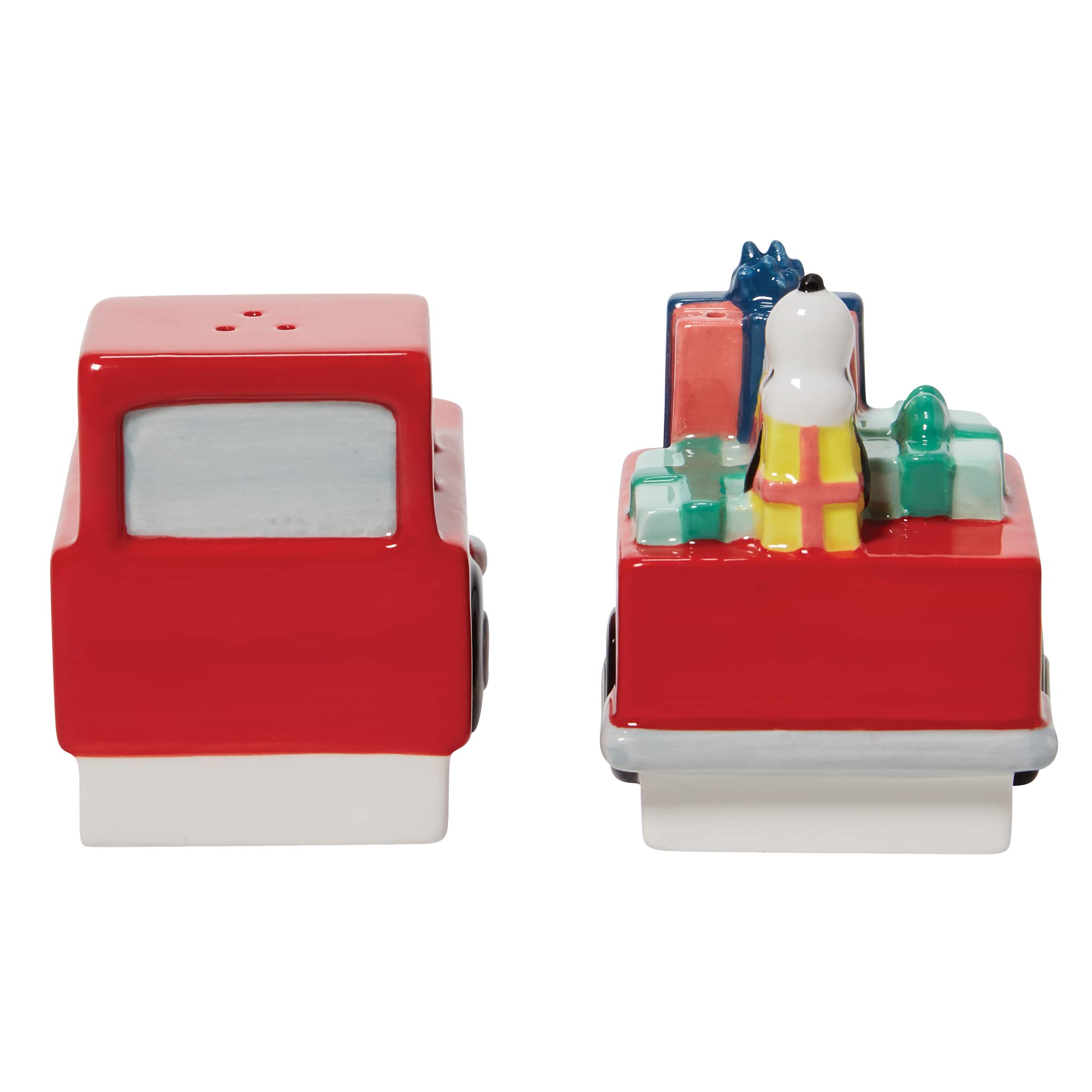Enesco Peanuts Ceramics Snoopy on Truck Salt and Pepper Spice Shaker Set, 3.54 Inch, Multicolor