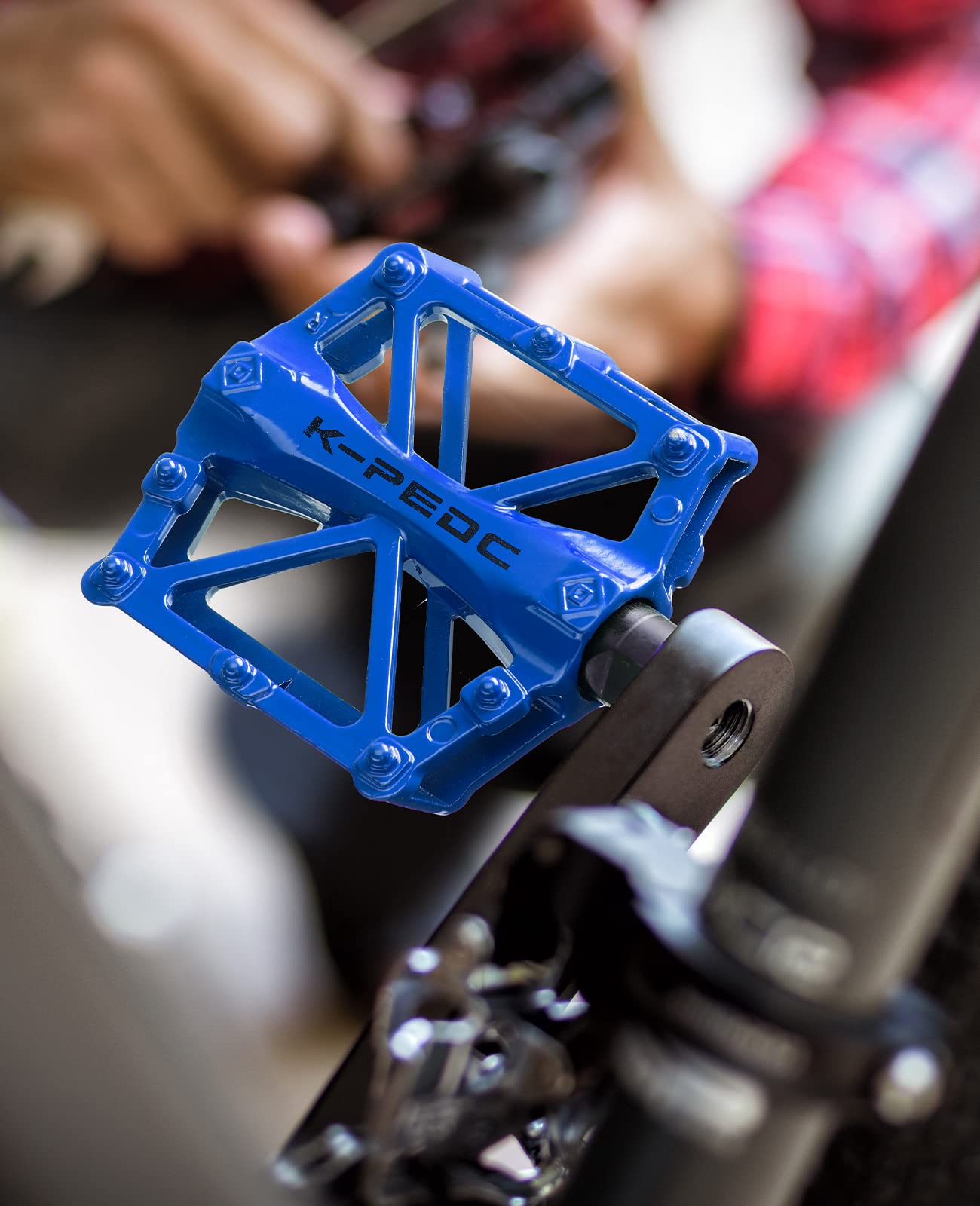 KEMIMOTO Mountain Bike Pedals MTB Bicycle Flat Pedals, 9/16'' CNC Aluminum Durable Sealed Bearings for Most Bikes BMX MTB Enduro Downhill Trail (Two Pack) (Blue)