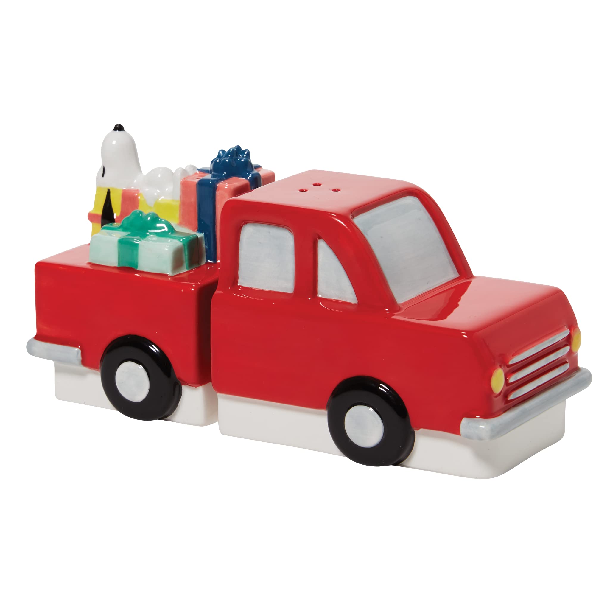 Enesco Peanuts Ceramics Snoopy on Truck Salt and Pepper Spice Shaker Set, 3.54 Inch, Multicolor