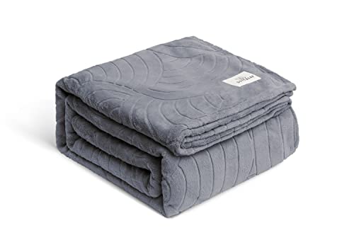 SOFTBEAR Grey Twin Blanket Flannel Fleece Semi-Circular Pattern, Soft, Fluffy, Plush and Warm Blanket for Bed, Couch, Sofa, Camping