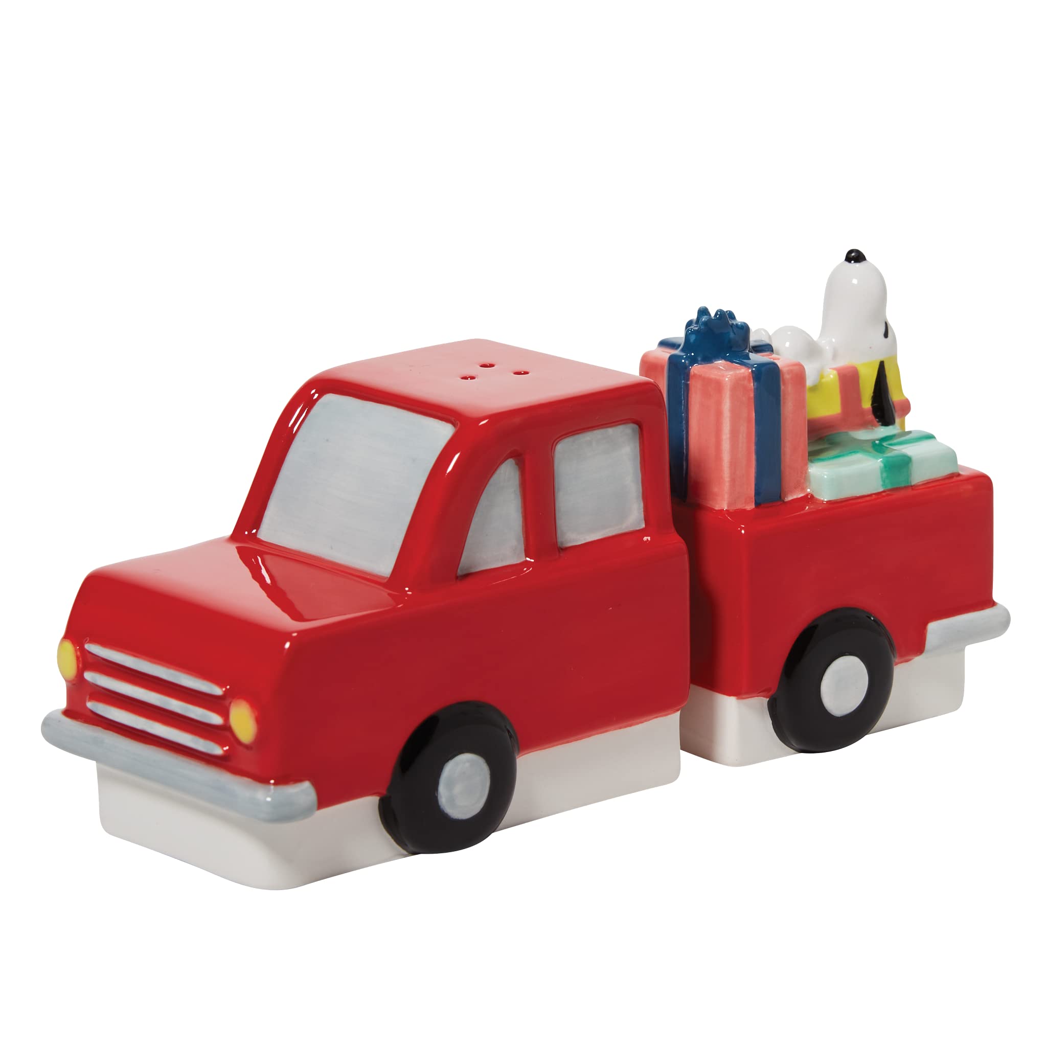 Enesco Peanuts Ceramics Snoopy on Truck Salt and Pepper Spice Shaker Set, 3.54 Inch, Multicolor