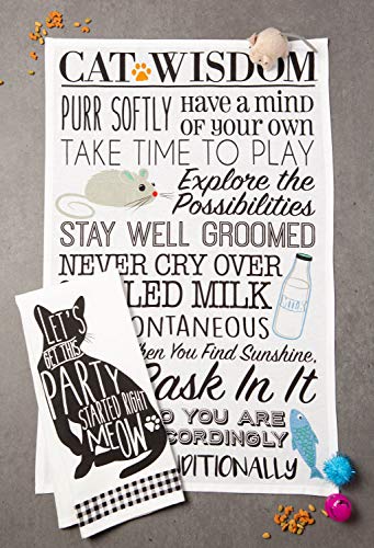 DII Everyday Pets Kitchen Collection Absorbent Dishtowel Set, 18x28, Cat Print, 3 Count