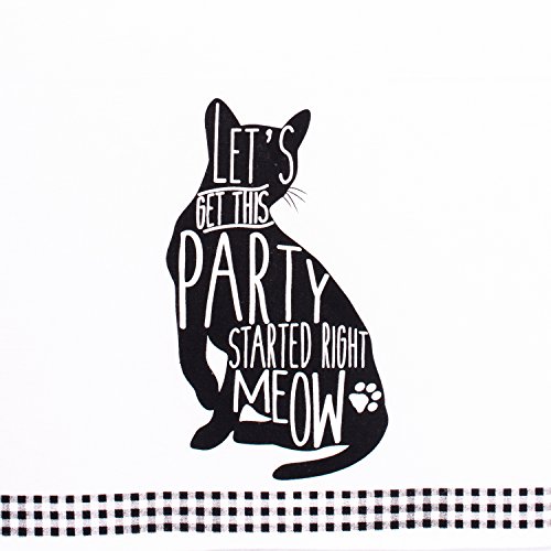 DII Everyday Pets Kitchen Collection Absorbent Dishtowel Set, 18x28, Cat Print, 3 Count