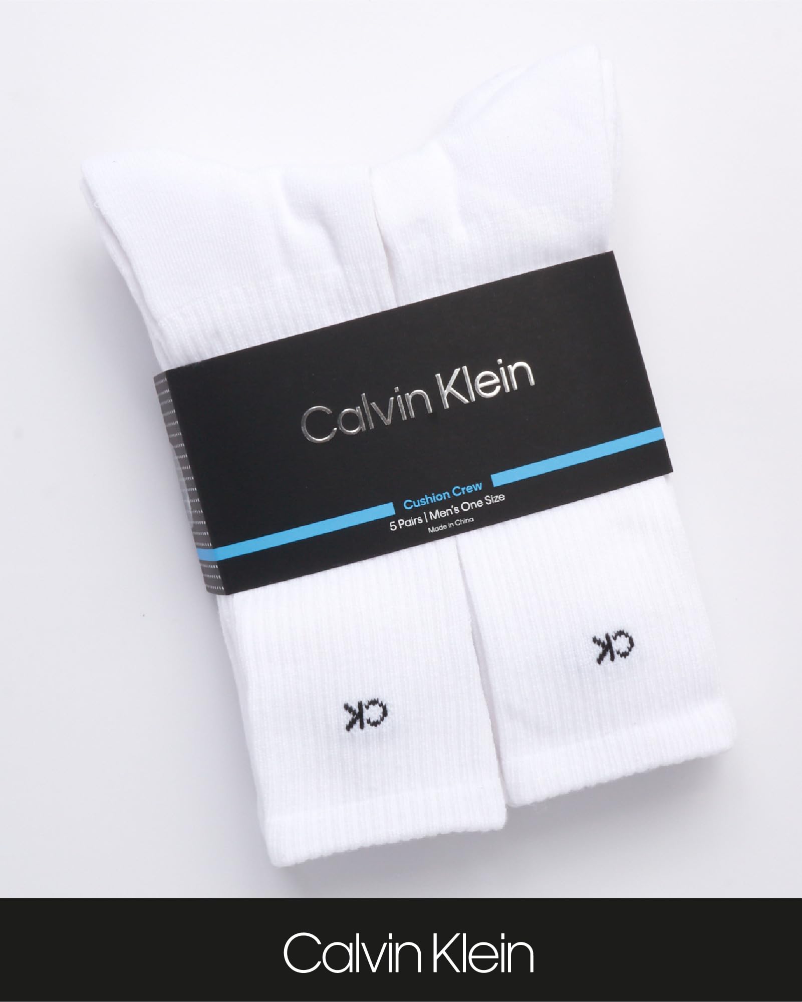 Calvin Klein Men’s Athletic Socks - 5 Pack Cushioned Crew Socks for Men - Soft, Breathable & Durable with Arch Support for All-Day Comfort, Sports, Workouts & Everyday Wear, White, Size 7-12