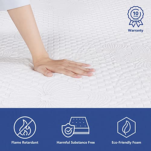Olee Sleep 9 Inch I-Gel Multi Layered Memory Foam Mattress, Full, White