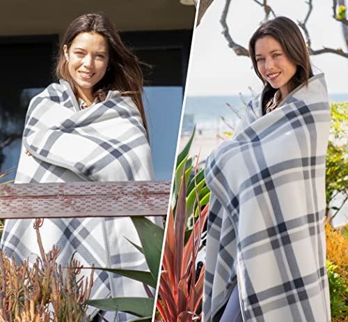 ANDORRA Wearable Ponchos Wrap, Poncho Blanket for Women, Sherpa Lined Cape Blankets, Womens Cozy Blanket with Snaps, Comfy Blanket Hoodie Comfy Blankets, Grey