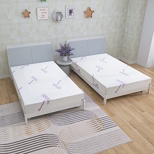 Hcore 8 Inch Twin Memory Foam Mattress,Cooling Lavender Mattress in a Box,Medium-Firm Mattress Made in USA,Pressure Relief & Temperature Regulation,Fiberglass-Free,CertiPUR-US Certified