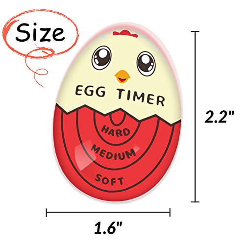 Lasubst Egg Timer for Boiling Eggs Soft Hard Boiled Egg Timer That Changes Color When Done,Red