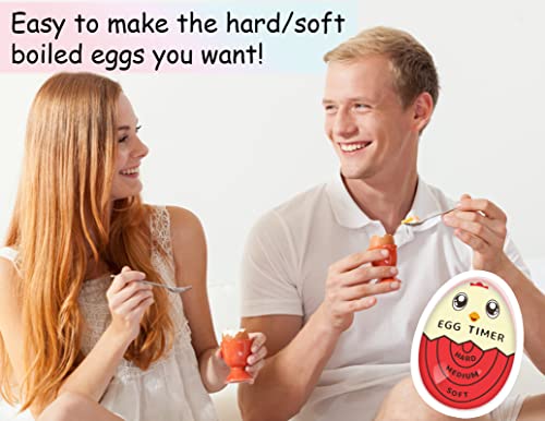 Lasubst Egg Timer for Boiling Eggs Soft Hard Boiled Egg Timer That Changes Color When Done,Red