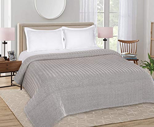 Glamburg 100% Soft and Breathable Cotton Thermal Blanket Twin Charcoal - Perfect for Layering Any Bed for All Season