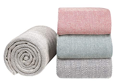 Glamburg 100% Soft and Breathable Cotton Thermal Blanket Twin Charcoal - Perfect for Layering Any Bed for All Season