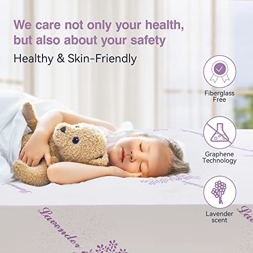 Hcore 8 Inch Twin Memory Foam Mattress,Cooling Lavender Mattress in a Box,Medium-Firm Mattress Made in USA,Pressure Relief & Temperature Regulation,Fiberglass-Free,CertiPUR-US Certified