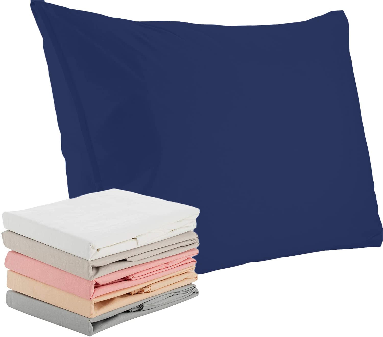 Superity Linen Pillow Cases Standard Size - Open Enclosure - 2 Pack - 100% Soft and Comfortable Premium Cotton - Navy
