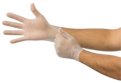 Microflex V28 Disposable Powder-Free Vinyl Gloves for Food Processing, Light Cleaning w/Smooth Surface - Med, Natural (Case of 1000)