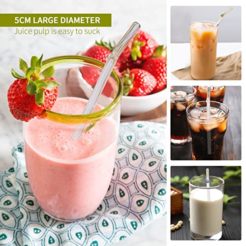 6-Pack Reusable Glass Straws with Flowers,Glass Straws Shatter Resistant,8''x8 MM,6 Bent with 2 Cleaning Brushes - Perfect for Smoothies, Milkshakes, Tea, Juice - Dishwasher Safe