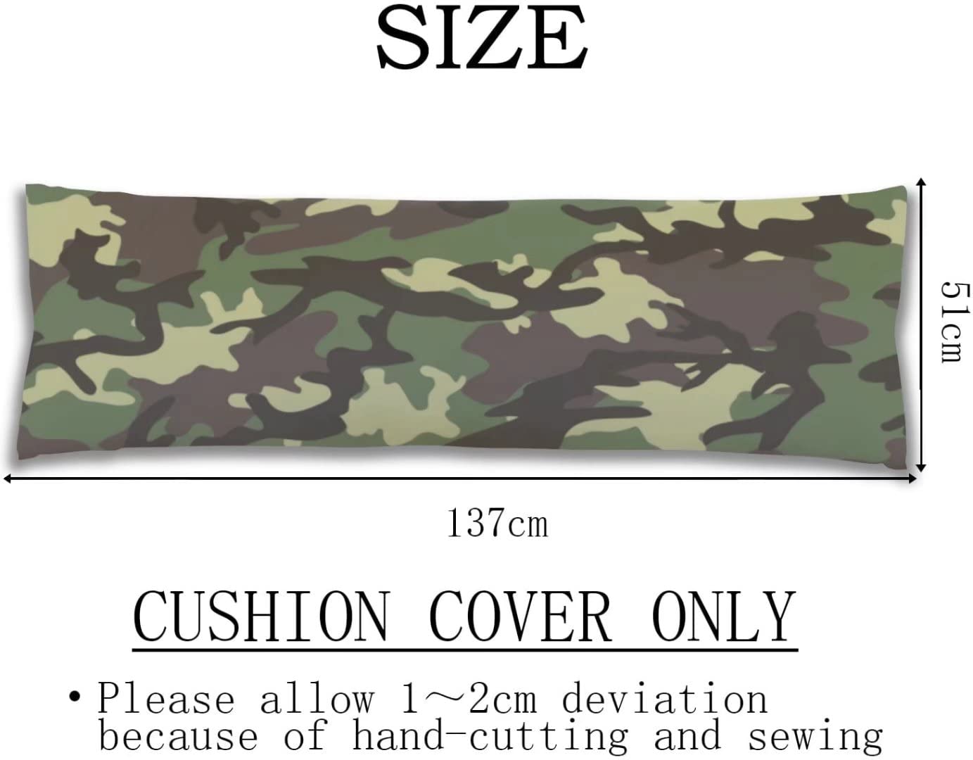 Camouflage Body Pillow Cover Military Army Green Camo Hunting Forest Long Pillow Case Protector with Zipper Decorative Soft Large Pillow Cases Covers Cushion for Bedding,Couch,Sofa,Home Gift 20"x54"