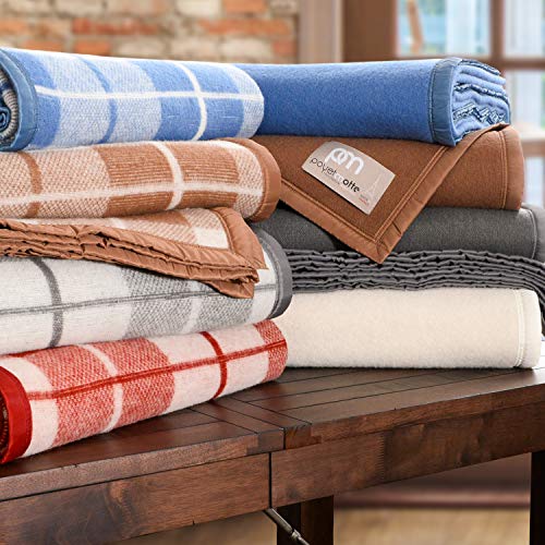 Poyet Motte Rivoli Solid 400GSM 100% Virgin Wool Blanket, Medium/Heavy Weight, Machine Washable (Natural Solid, Full/Queen Size)