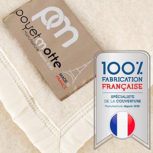 Poyet Motte Rivoli Solid 400GSM 100% Virgin Wool Blanket, Medium/Heavy Weight, Machine Washable (Natural Solid, Full/Queen Size)