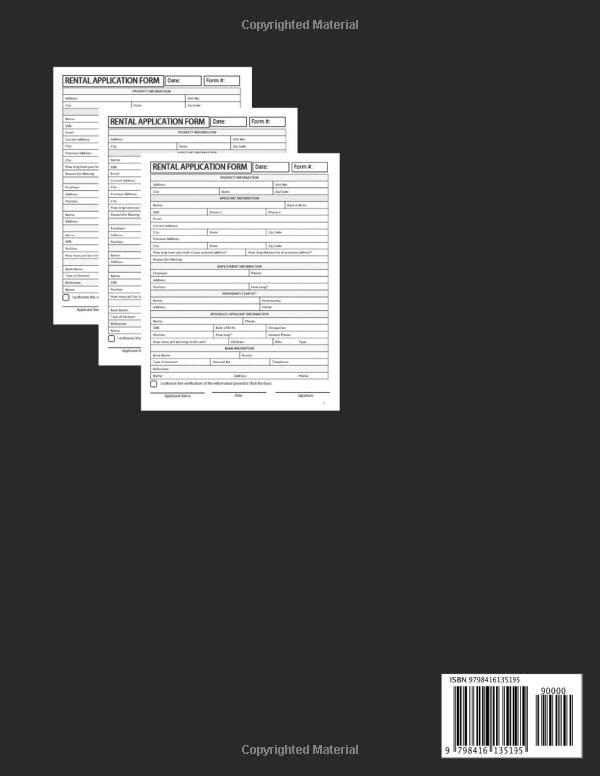 Rent Application Forms Book: Rental Lease Forms Book For Landlord, Realtors and Real Estate Agents. Residential Lease Applicant Book