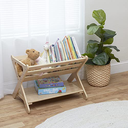 ECR4Kids Book Caddy with Shelf, Bookshelf with Storage, Natural