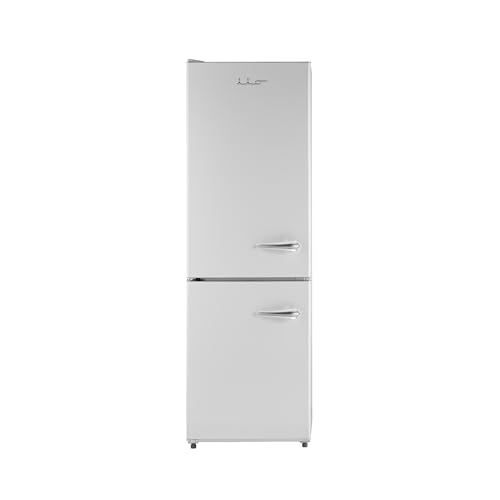 iio Retro Refrigerator With Bottom Freezer - Full Size 24 Inch Wide 11 Cu Ft - Frost Free, Fast Cool, 360° Multiflow Cooling, Space Saving, Environmentally Friendly (Left Hinge, White)