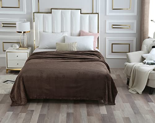 CAI TENG Waffle Textured Fleece Blanket Flannel Blanket for for Couch Sofa Living Room Plush Lightweight Microfiber Throw (Chocolate Brown, 50 x 60 Inches)