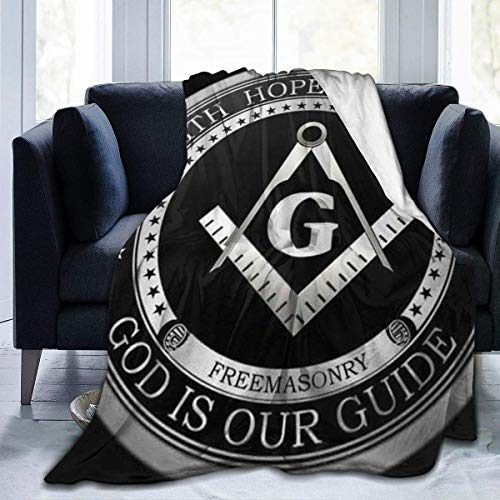 YongColer Soft Sherpa Flannel Fleece Throw Blanket Cloak for Bed Couch Sofa Chair Dorm, King Size Wearable Blanket (Masonic Faith Hope and Charity Freemason Logo Black, 50x60 Inch)