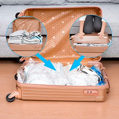 WISEWATER 10PCS Vacuum Storage Bags(2 x Jumbo, 2x Large, 2 x Medium, 2x Small,1x 3D,1x hand roll)Space Saving Bags with Travel Hand Pump(10pcs)