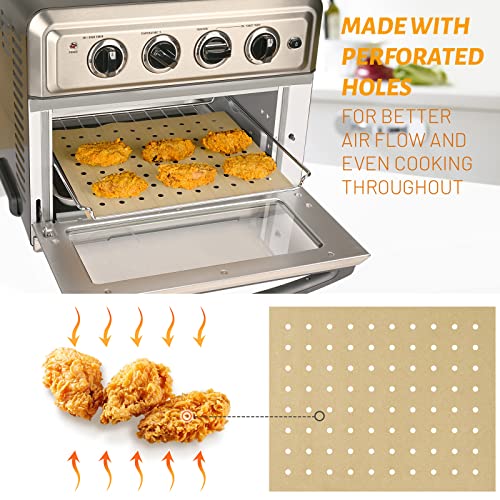 WMKGG 100 PCS Unbleached Air Fryer Parchment Paper, 11 x 9 inch Perforated Rectangular Air Fryer Toaster Oven Disposable Liners for Cuisinart, Ninja Foodi, Breville, Gowise, Black Decker