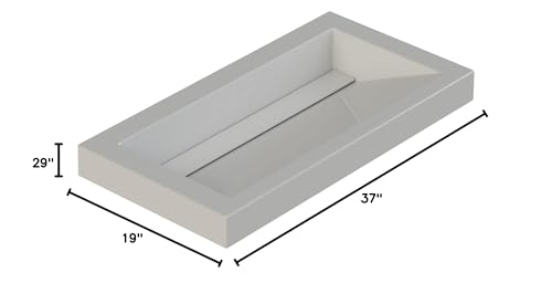 Lift Bridge Kitchen & Bath Assembled Wall-Mount Floating Bathroom Vanity with White Cultured Marble Top Sink Set, 37 in. W x 19 in. D x 29 in. H in Gray with Viteli + Genova Top