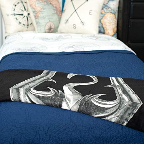 JUST FUNKY Skyrim Collectibles | Skyrim Dragon Emblem Fleece Throw Blanket | 45β x 60β